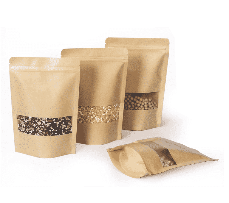 Sac Doypack en kraft avec fenêtre et fermeture zip – inpak emballage